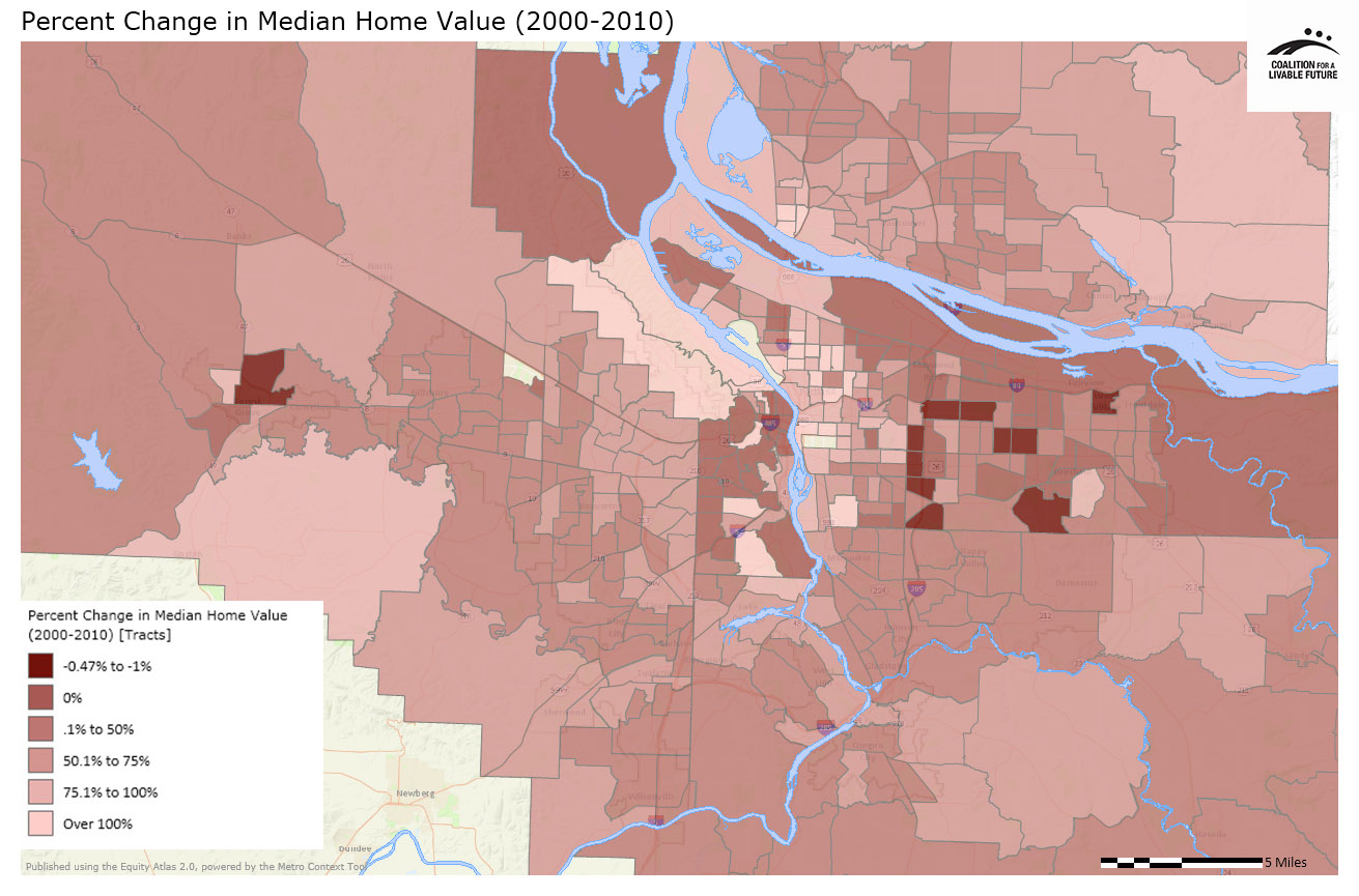 Percent Change In Median Home Value 2000 2010 Clfuture